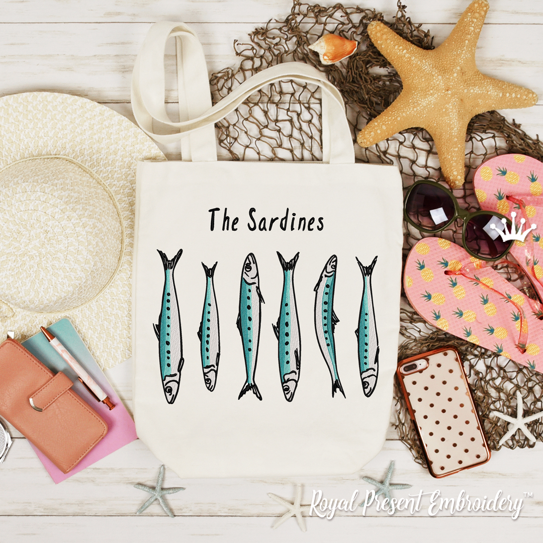 Sardines Machine Embroidery Designs Set - 4 sizes | Royal Present ...