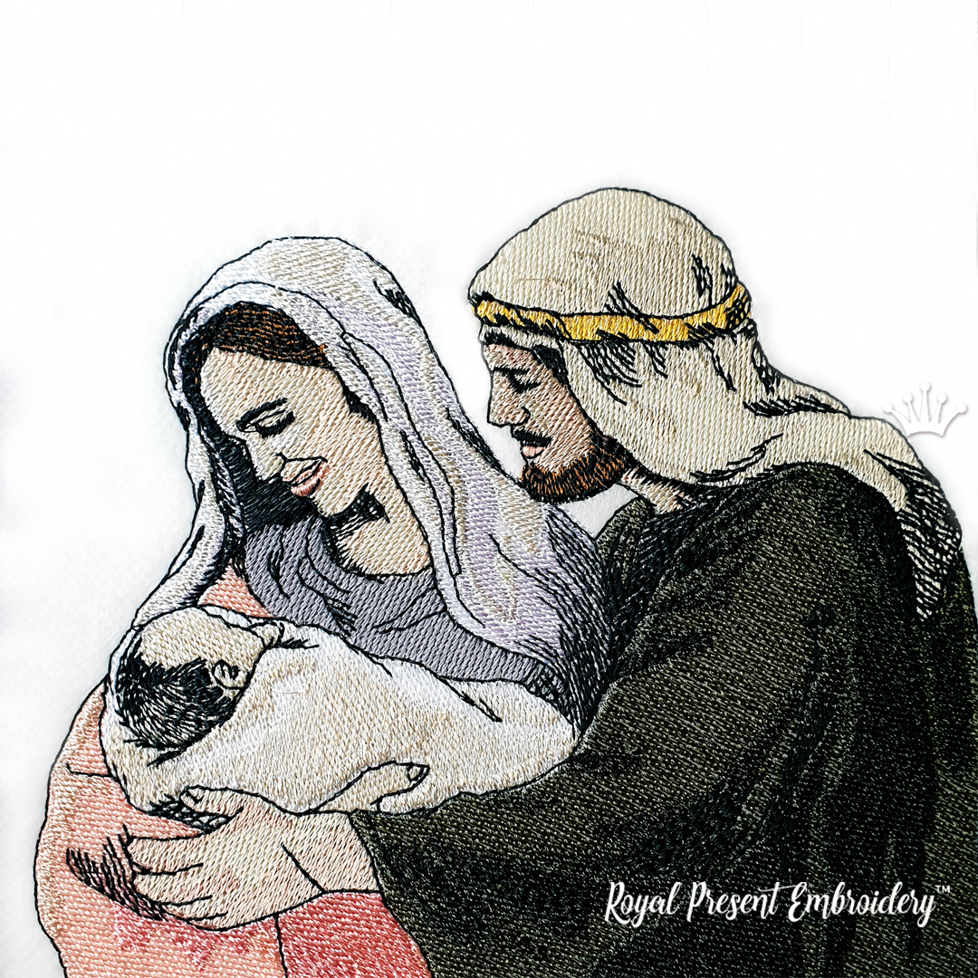 Christmas nativity scene of Joseph and Mary Machine Embroidery Design ...