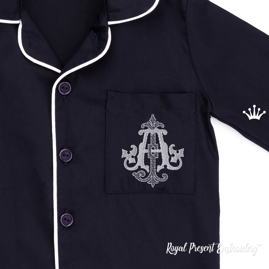 Monogram AJ-JA Machine Embroidery Design - 2 sizes | Royal Present ...