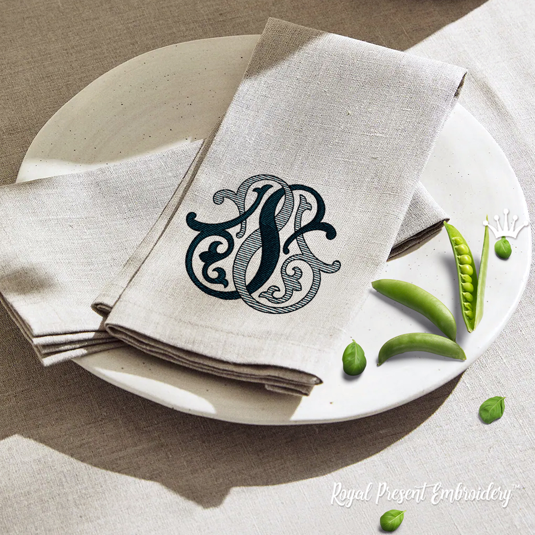 Monogram SS Machine Embroidery Design - 2 sizes | Royal Present Embroidery