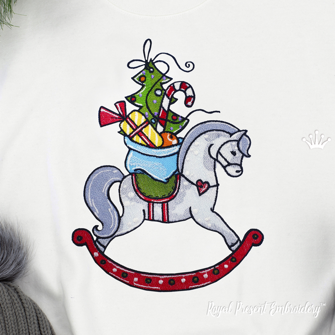 Christmas Rocking Horse Digital Machine Embroidery Design - 5 sizes ...