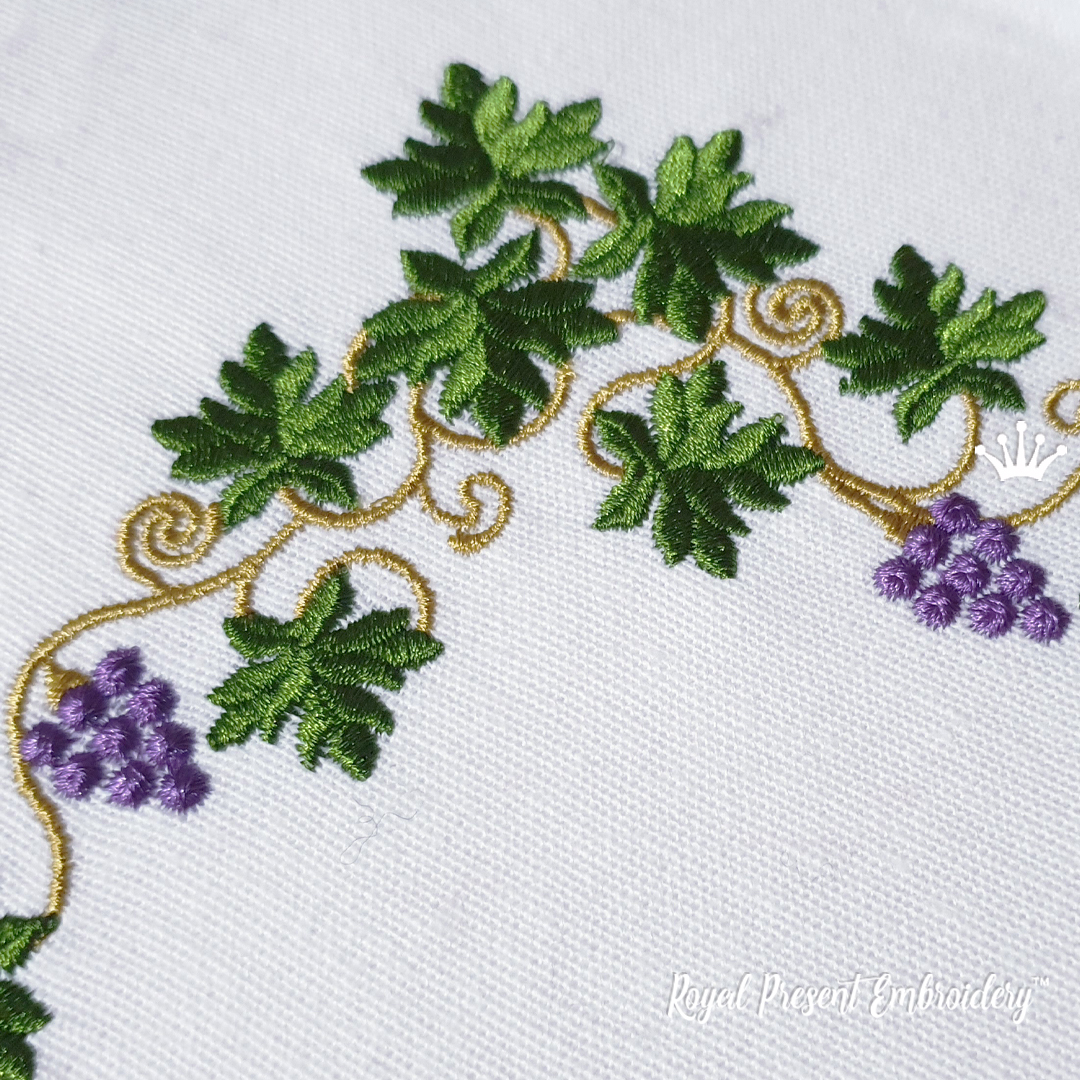 Grape Corners Machine Embroidery Designs - 6 sizes | Royal Present ...