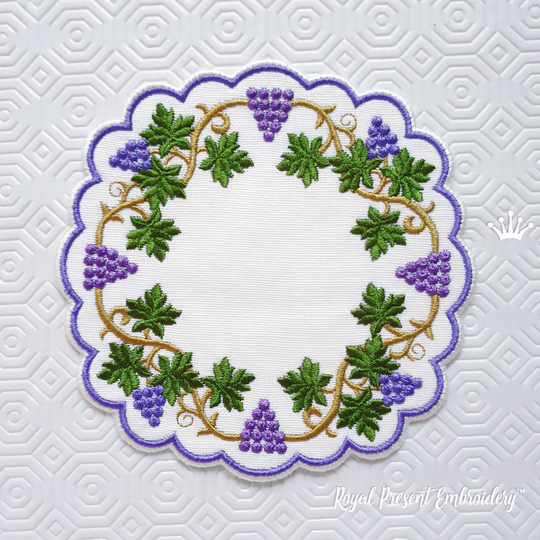 ITH Grape Cocktail Napkin machine embroidery design - 7 sizes | Royal ...