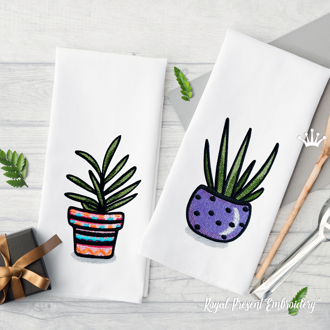 Succulents in a Pot Machine Embroidery Designs - 4 sizes | Royal ...