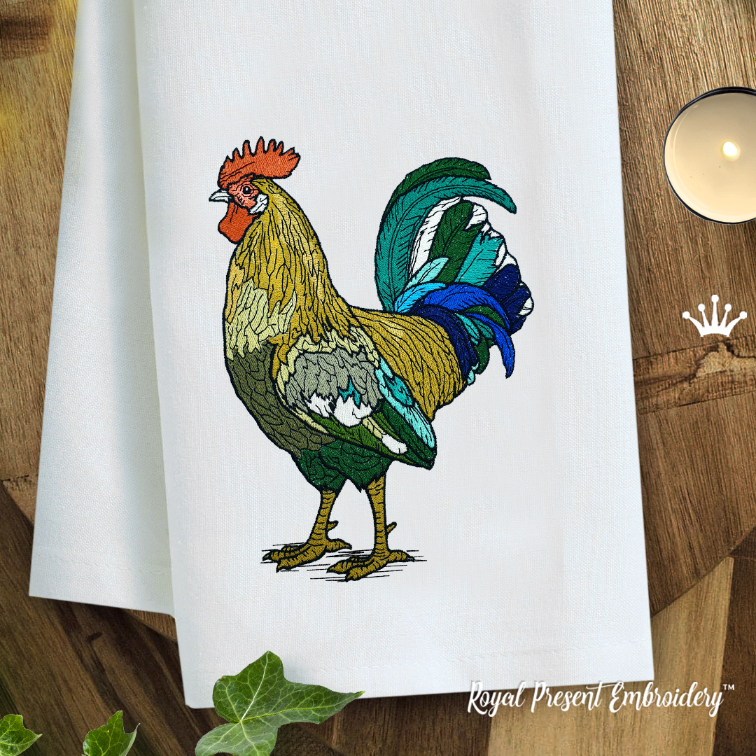 Rustic Rooster Machine Embroidery Design - 2 sizes | Royal Present ...