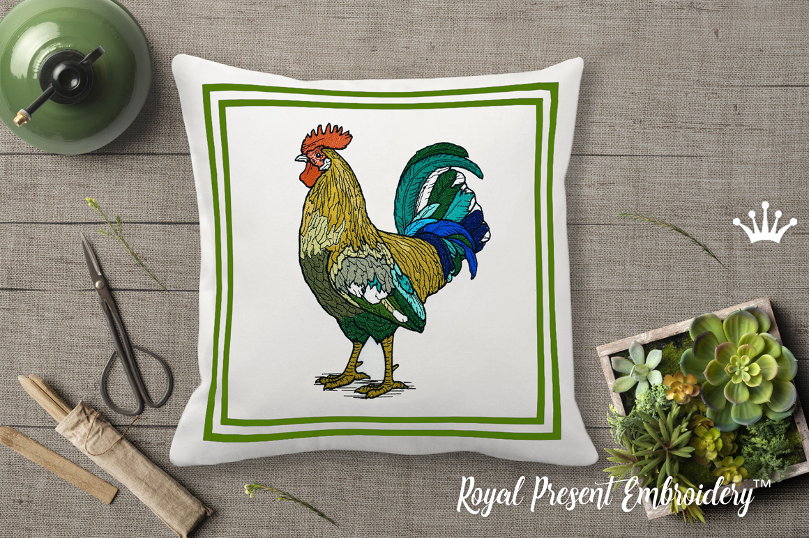 Large Rooster Machine Embroidery Design - 5 sizes | Royal Present ...