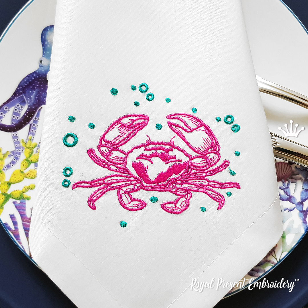 Sea Crab Machine Embroidery Design - 5 sizes | Royal Present Embroidery