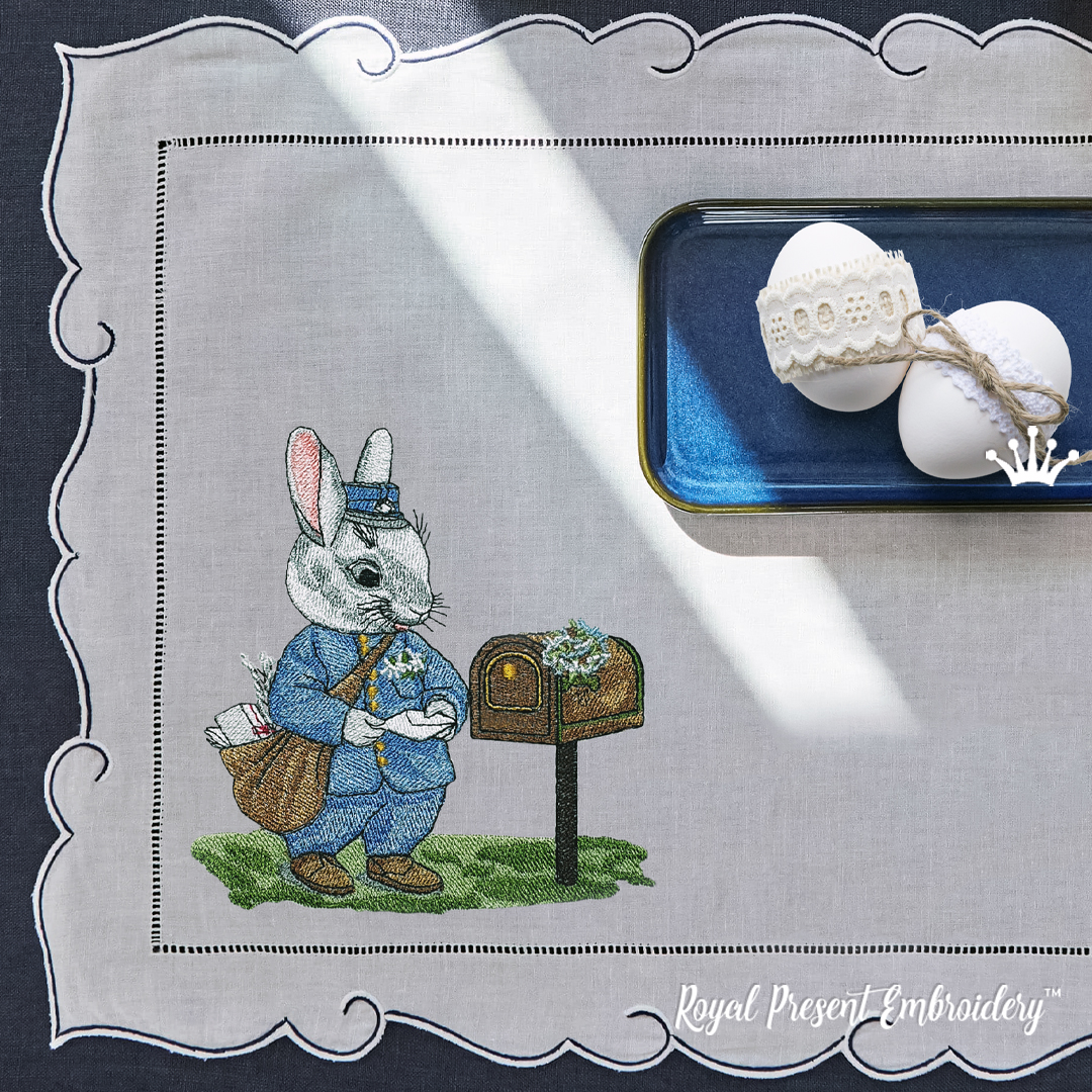 Easter Bunny Postman with a mailbox Machine Embroidery Design - 4 sizes ...