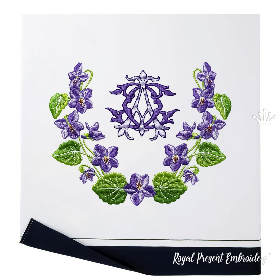 Violets Frame Machine Embroidery Design - 3 sizes | Royal Present ...