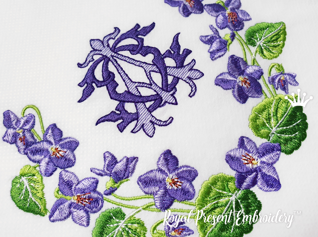 Violets Frame Machine Embroidery Design - 3 sizes | Royal Present ...