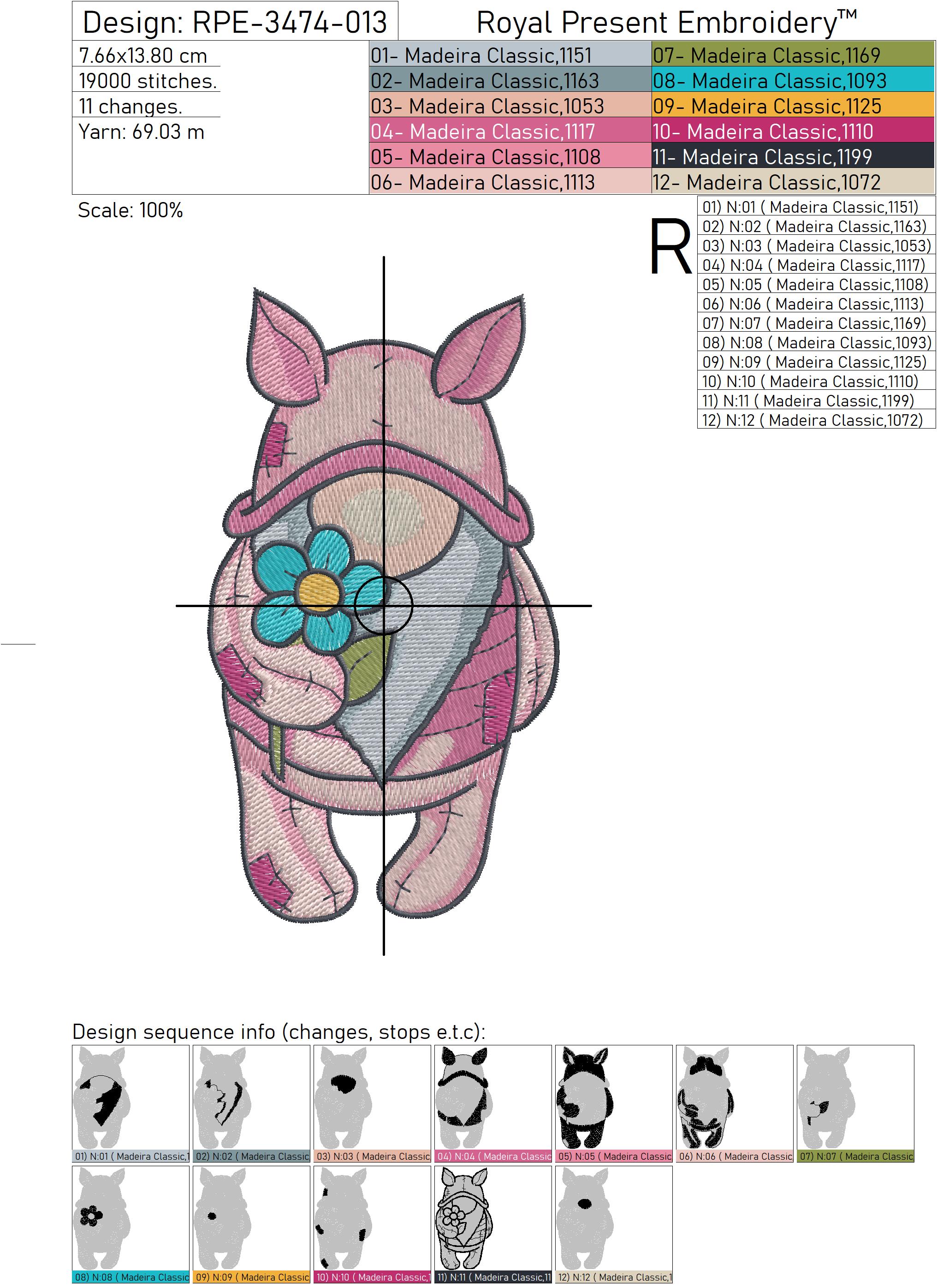 Gnome Piglet Large Machine Embroidery Design - 4 sizes | Royal Present ...