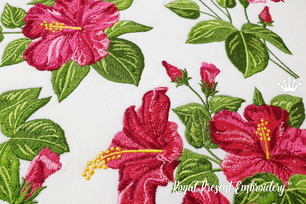 Hibiscuses Set of Machine Embroidery Designs - 2 sizes | Royal Present ...