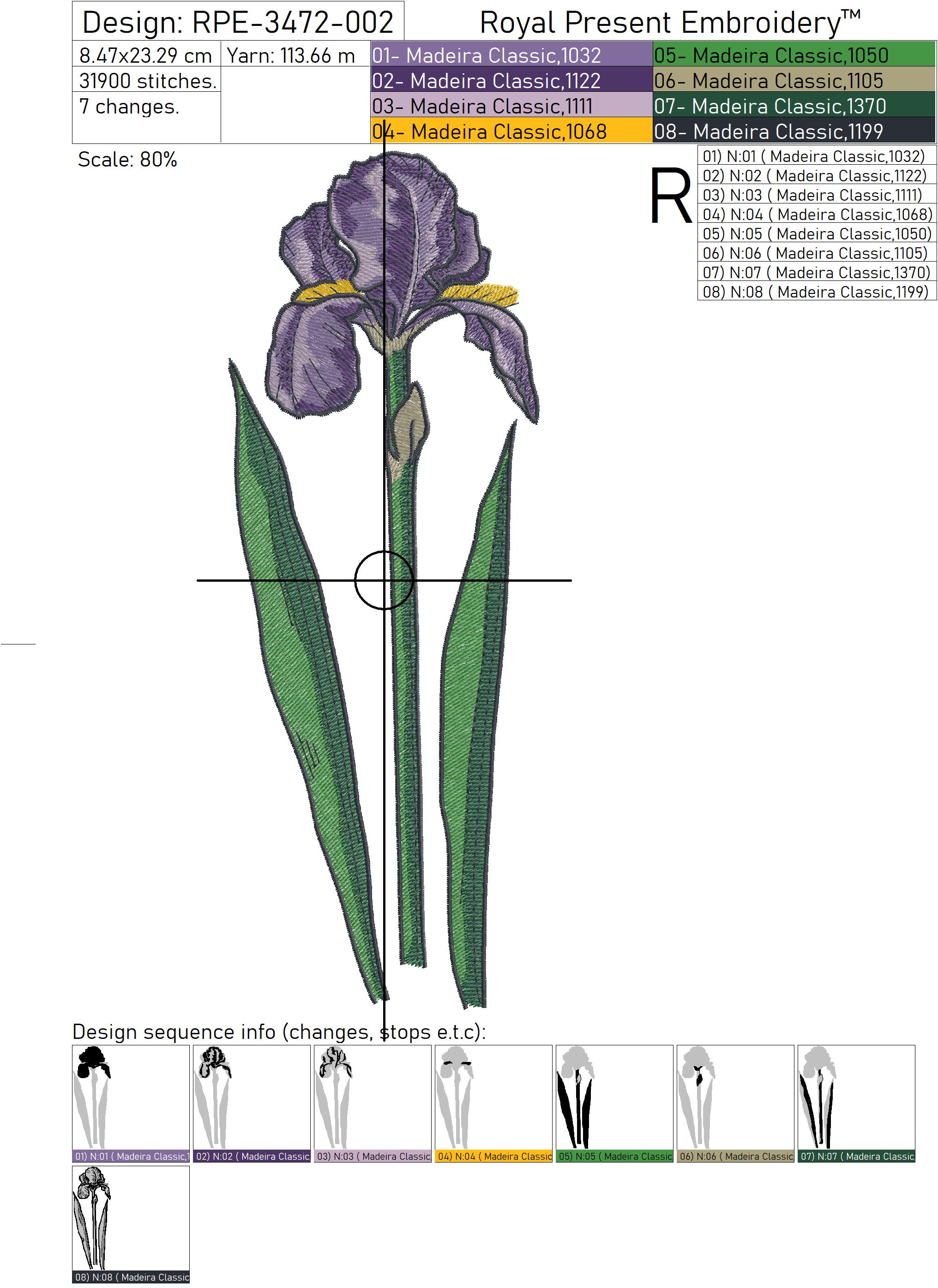 Irises Large Machine Embroidery Designs Set - 3 Sizes | Royal Present ...