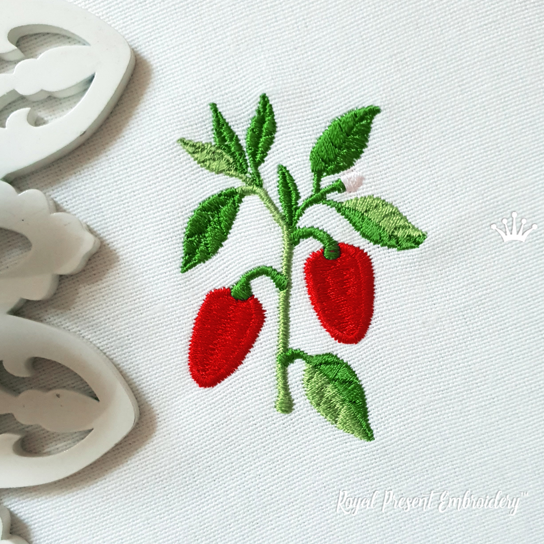 Tiny Pepper Machine Embroidery Design - 2 sizes | Royal Present Embroidery