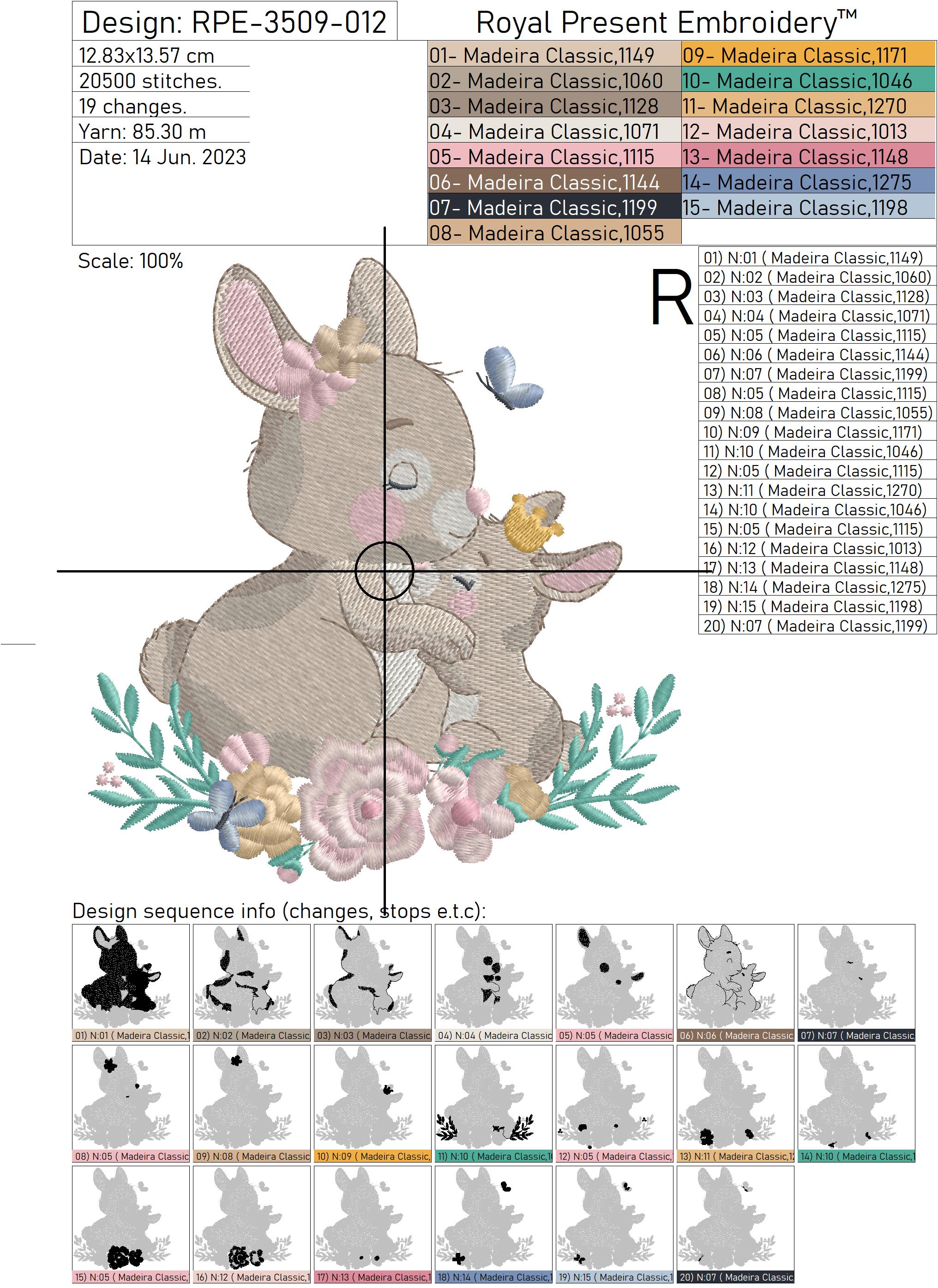 Bunny with Mom Machine Embroidery Design | Royal Present Embroidery ...