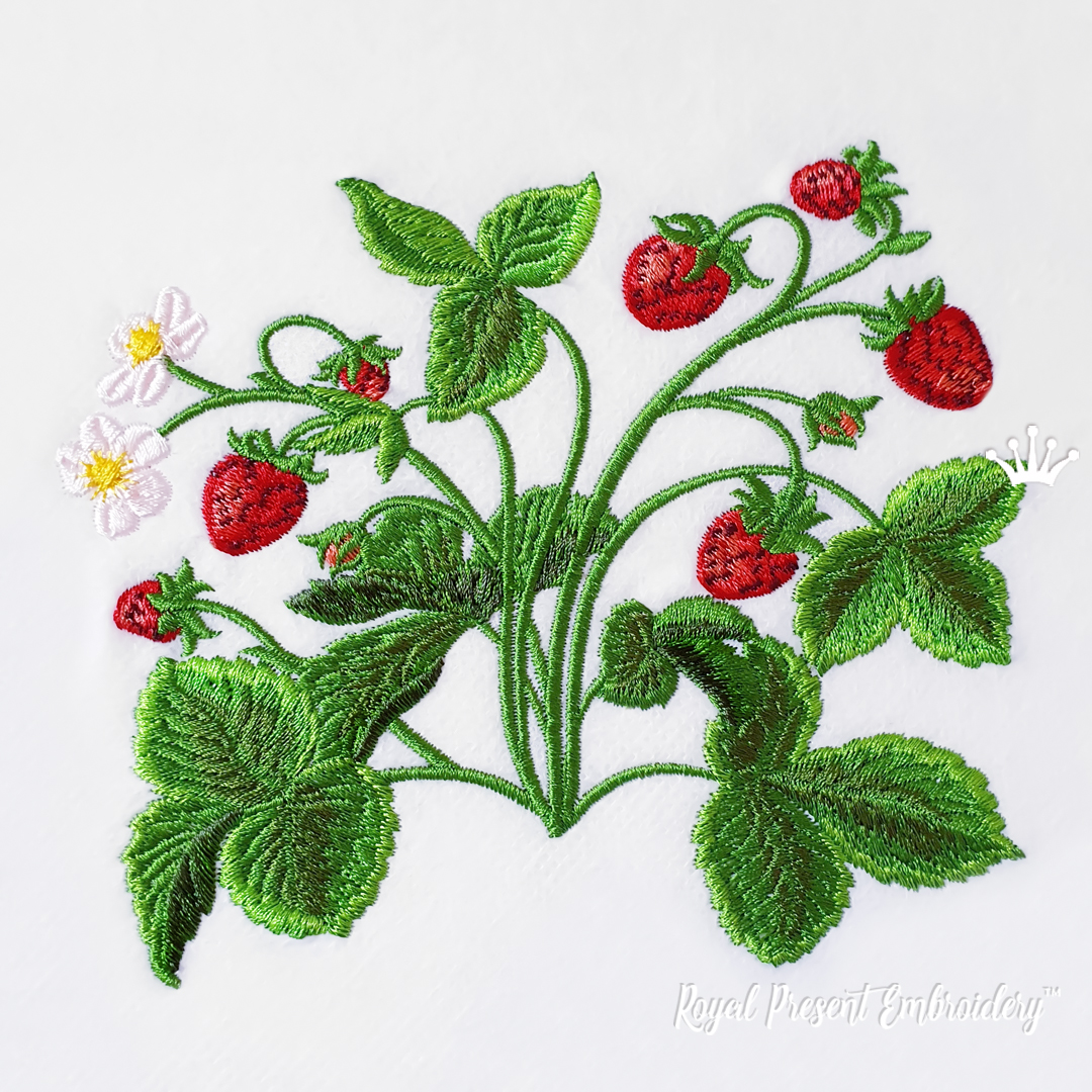 Realistic strawberry bush Machine embroidery design - 4 sizes | Royal ...