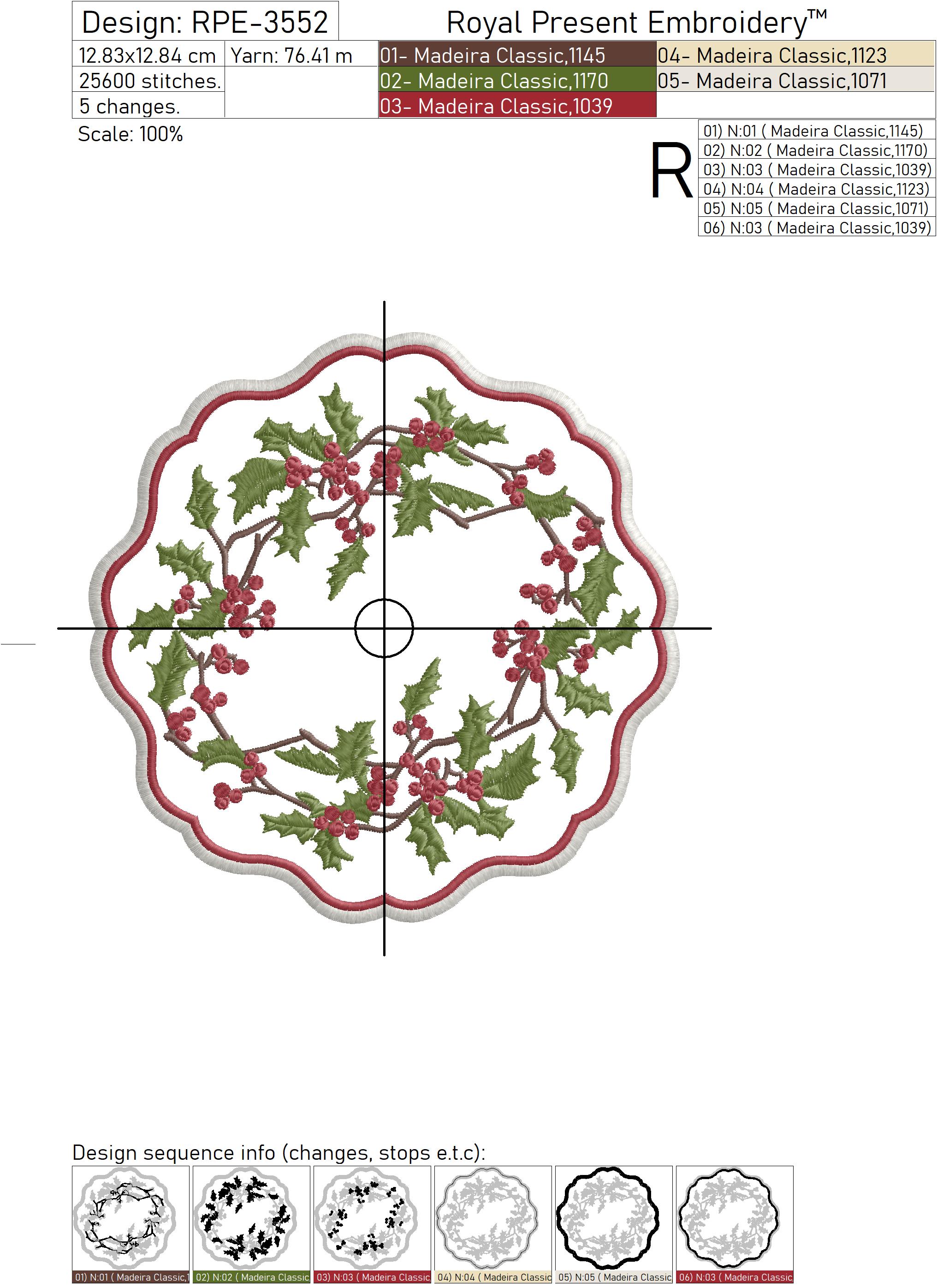 ITH Holly Christmas coaster machine embroidery design - 5 sizes | Royal ...