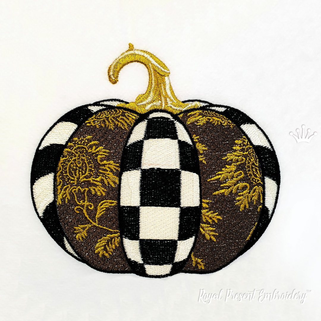 Checkered Pumpkin Baroque Machine Embroidery Design - 3 sizes | Royal ...