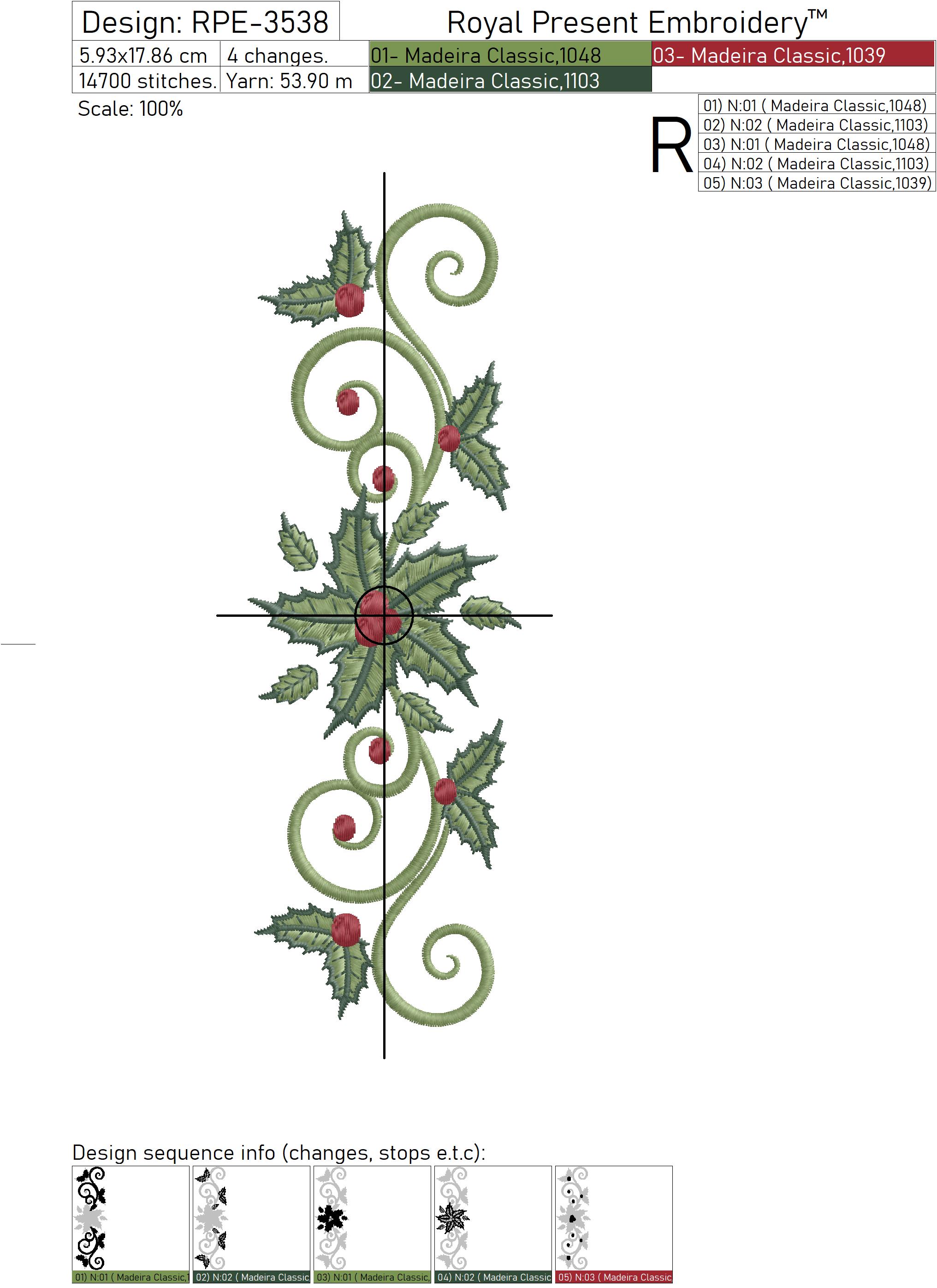 Christmas Holly Borders Machine Embroidery Files | Royal Present Embroidery