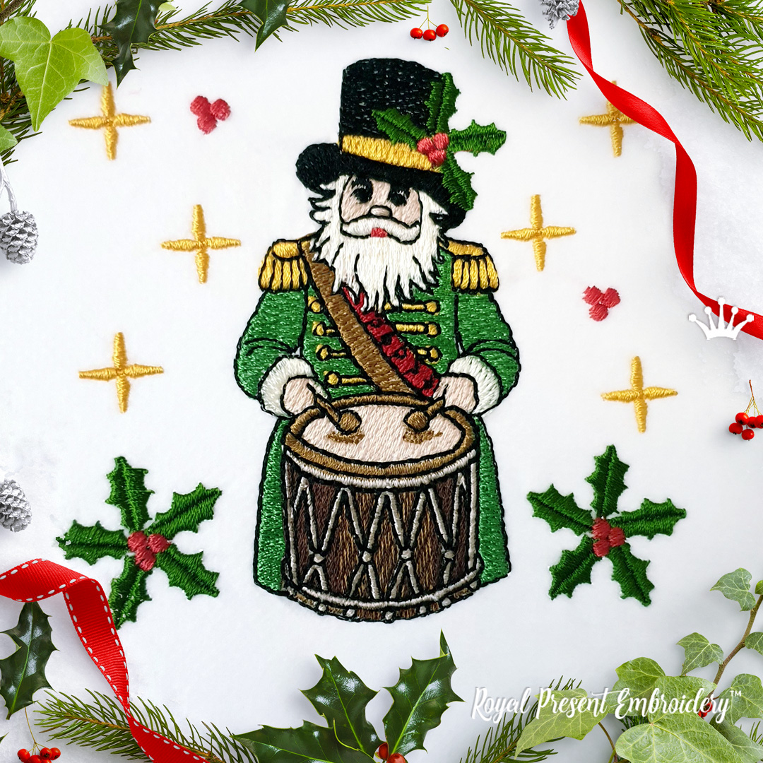 Christmas Drummer with drum Machine Embroidery design | Royal Present ...