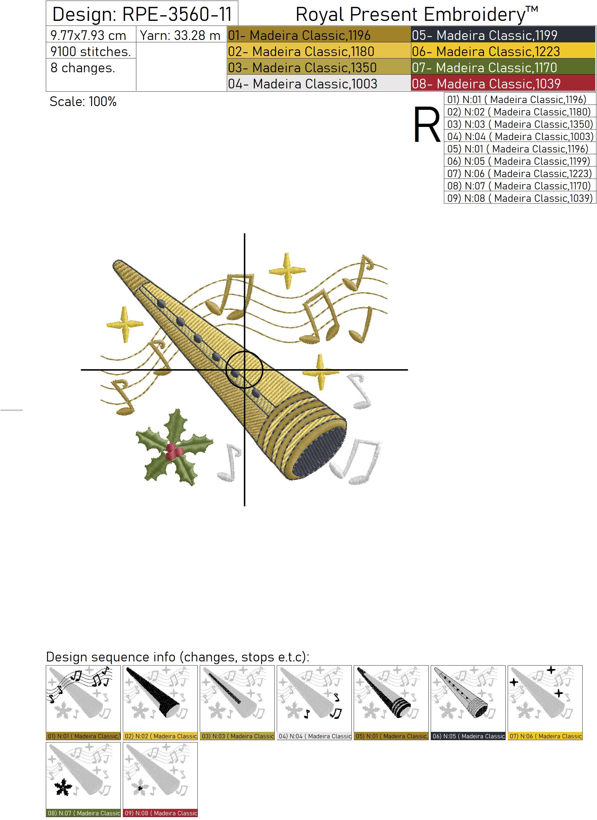Christmas Piper Piping Machine Embroidery design | Royal Present Embroidery