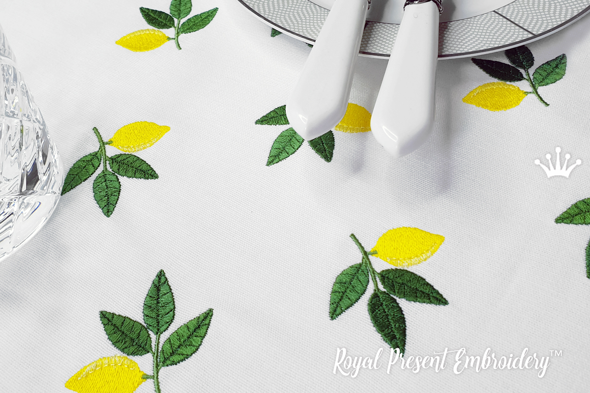 Tiny Lemon Machine Embroidery Design - 2 sizes | Royal Present Embroidery