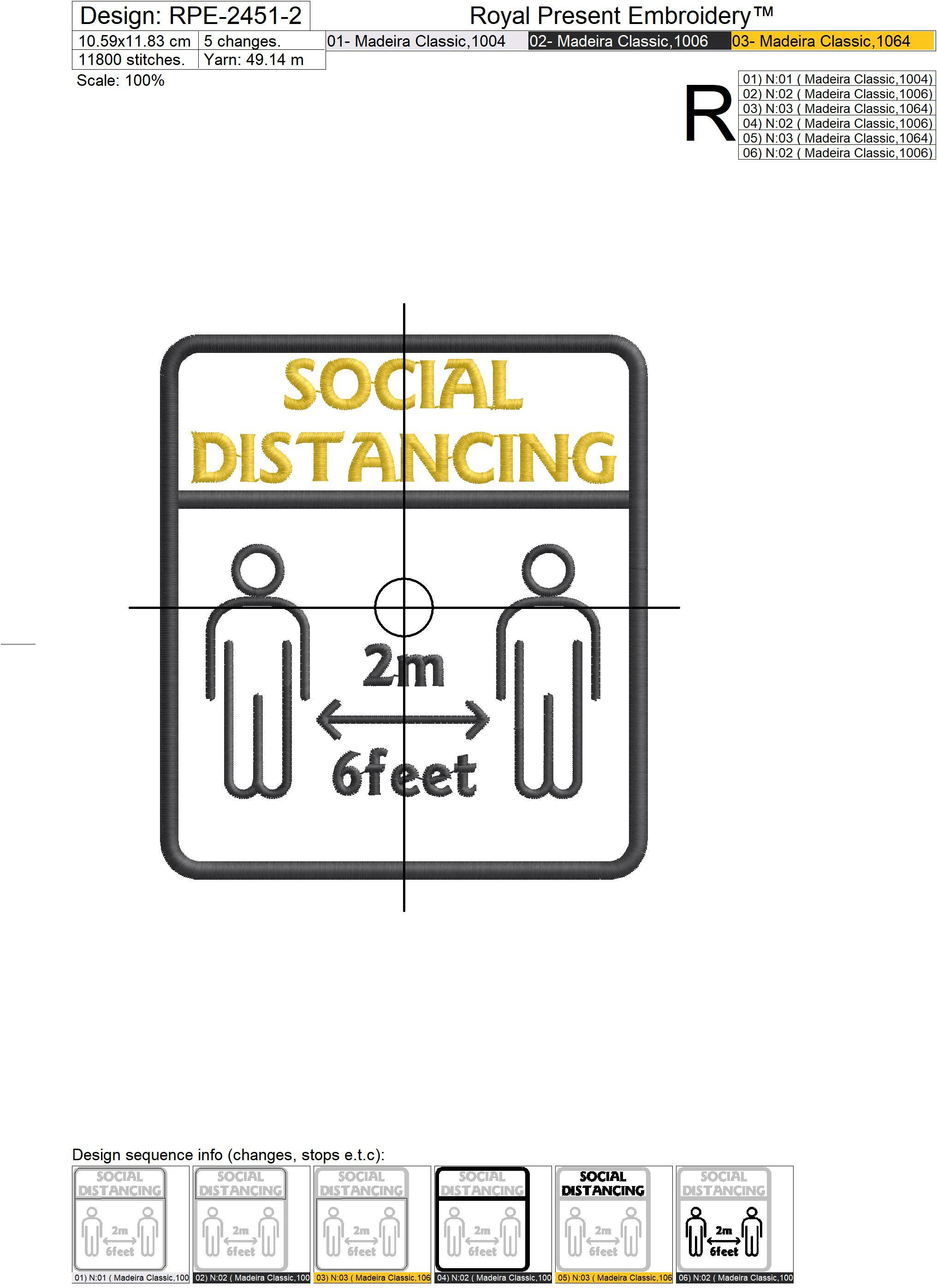 Social Distancing Applique Free Machine Embroidery design - 6 sizes ...