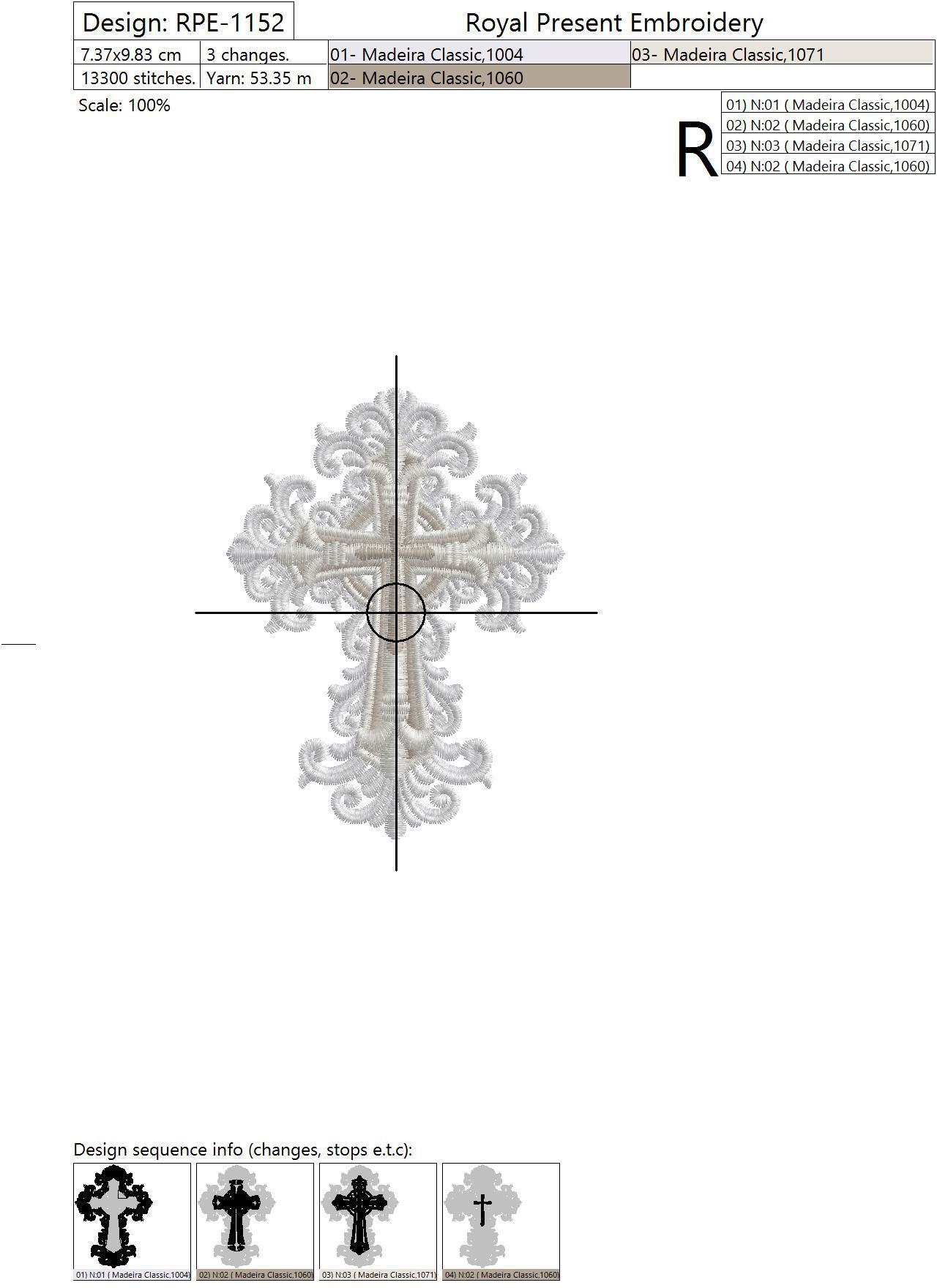 Ornate Cross Machine Embroidery Design | Royal Present Embroidery