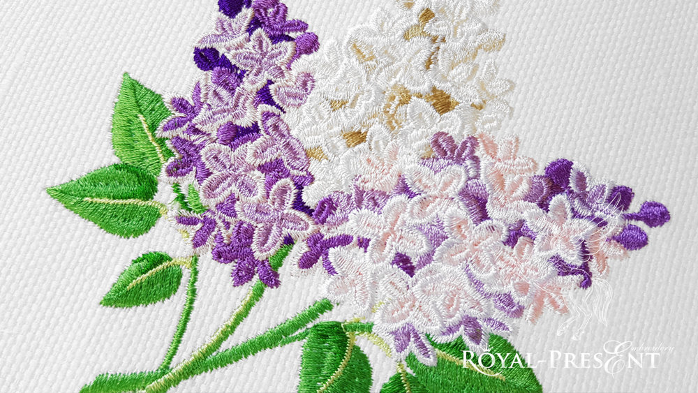 Lilac Machine Embroidery Design 2 Sizes Royal Present Embroidery