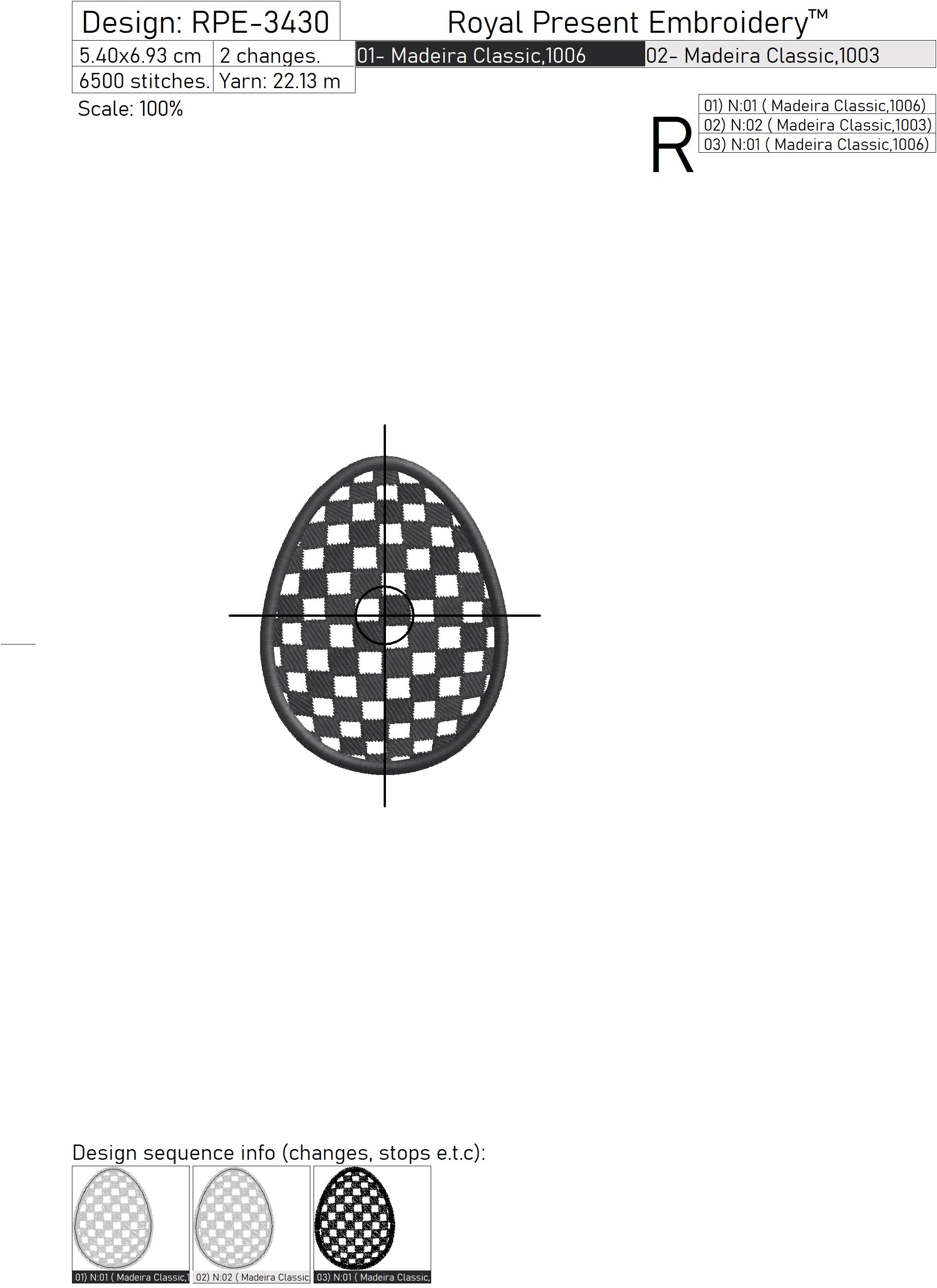 Checkered Applique Eggs with butterfly | Royal Present Embroidery