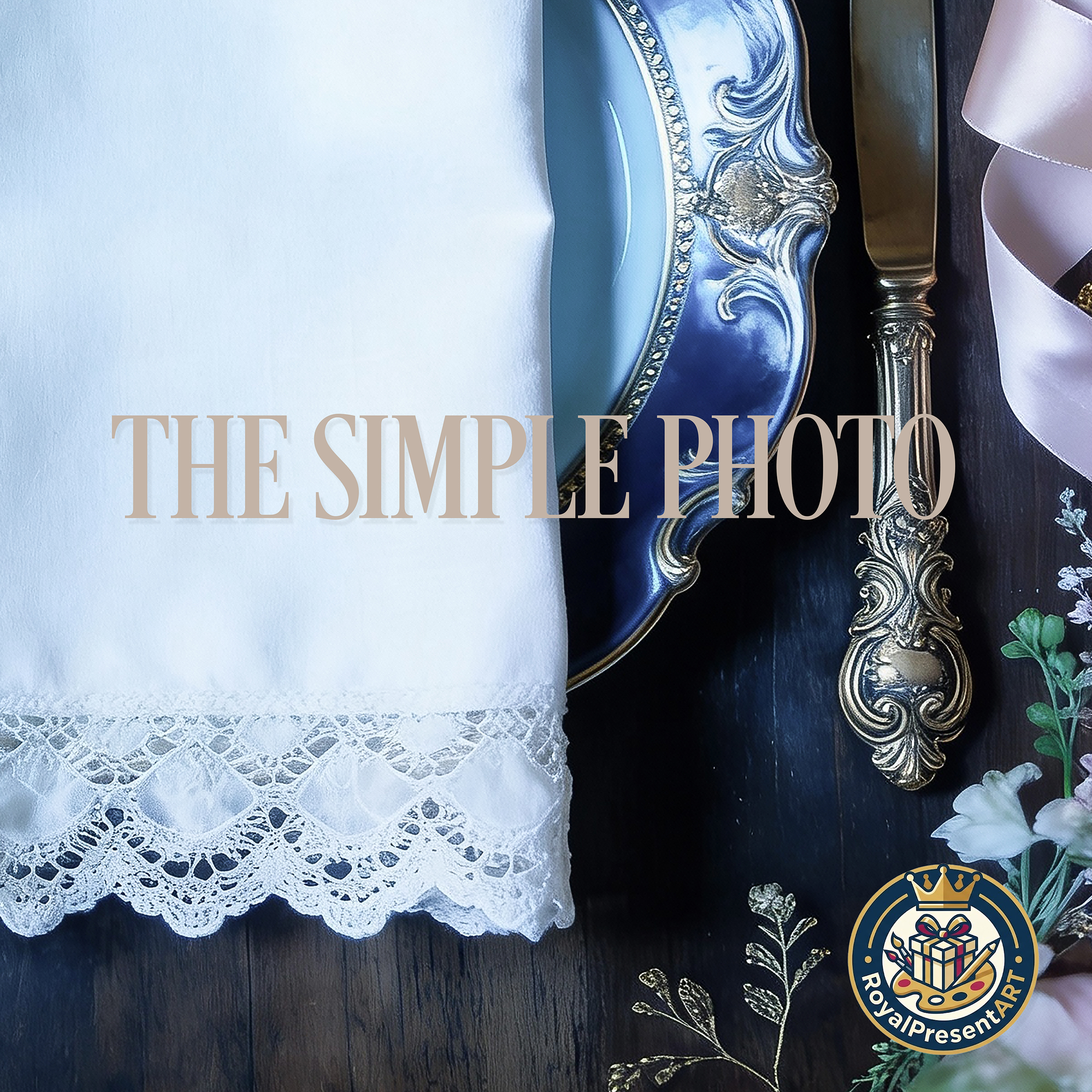 Victorian Napkin Mockup on Baroque Plate | Royal Present Embroidery