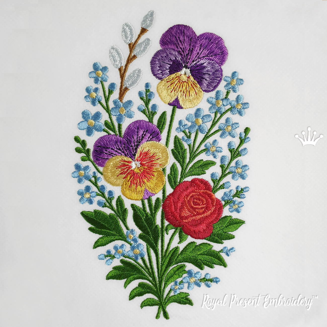 Spring Pansy Bouquet | Royal Present Embroidery