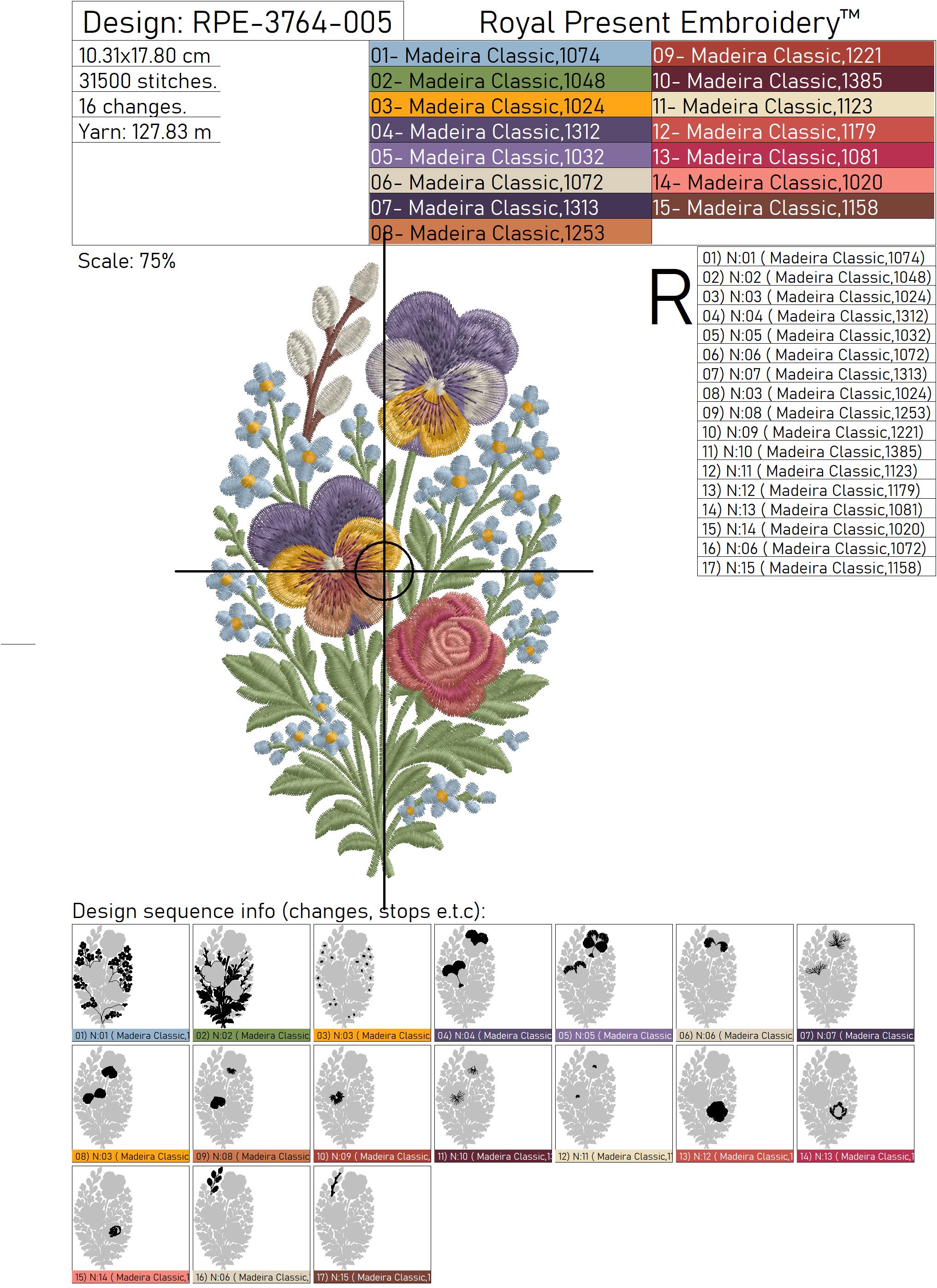 Spring Pansy Bouquet | Royal Present Embroidery
