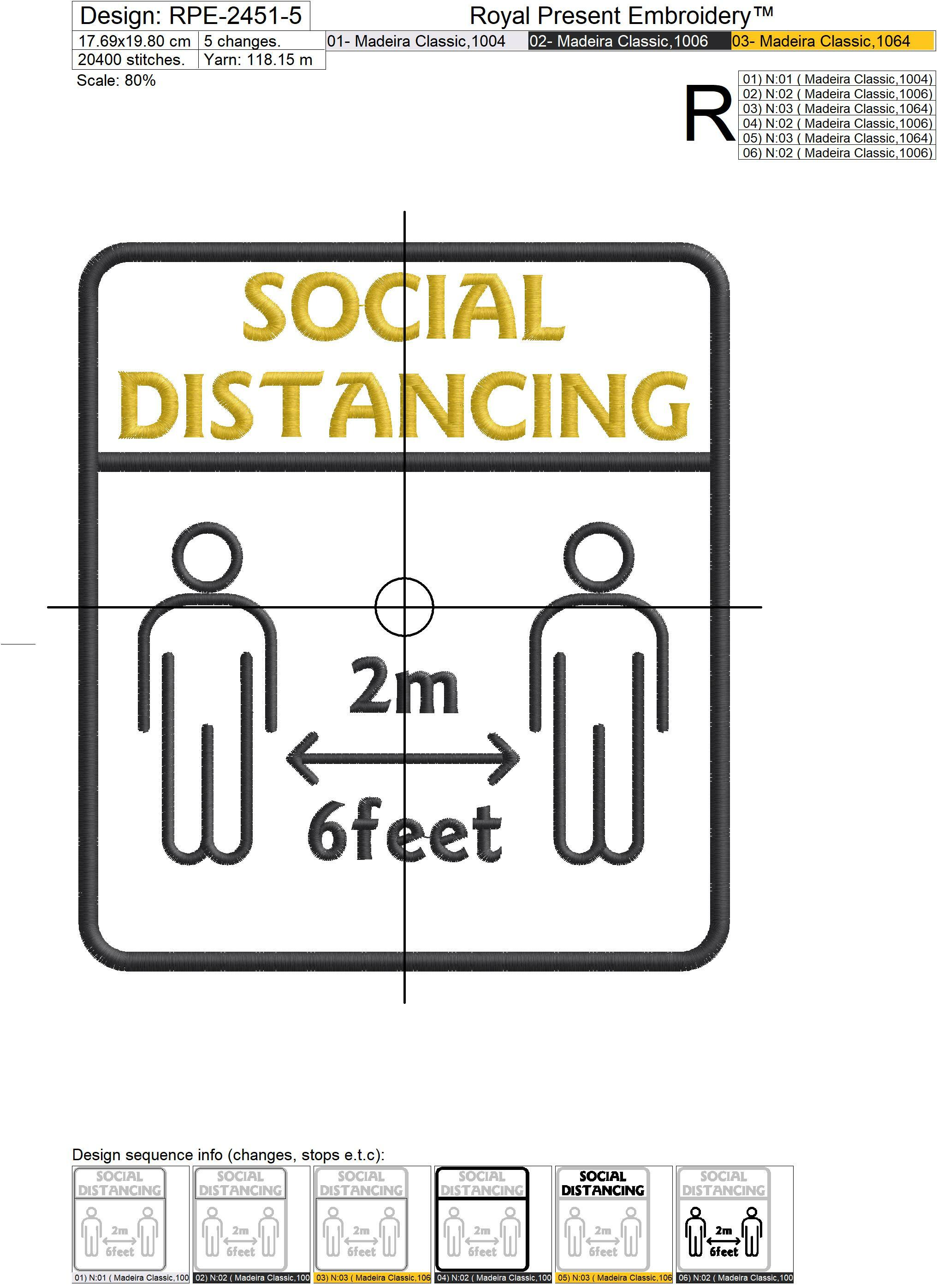 Social Distancing Applique Free Machine Embroidery design - 6 sizes ...