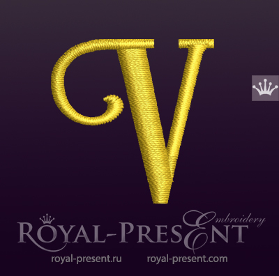 Capital Letter V Embroidery design V3 | Royal Present Embroidery
