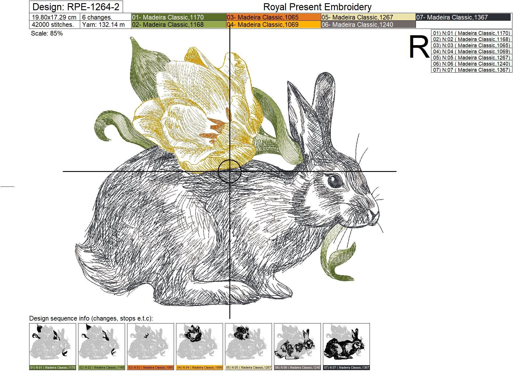 Spring Bunny Embroidery Design - 3 sizes | Royal Present Embroidery