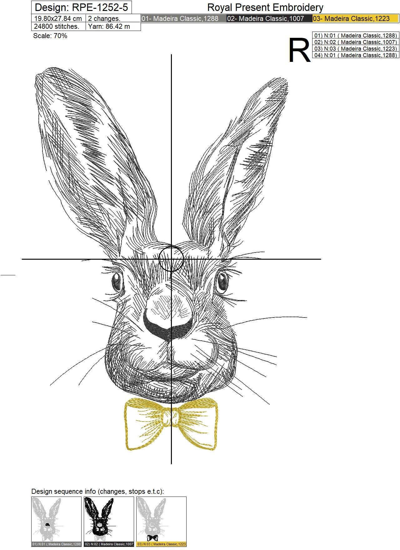 Machine Embroidery Design Spring Rabbit with bow-tie | Royal Present ...