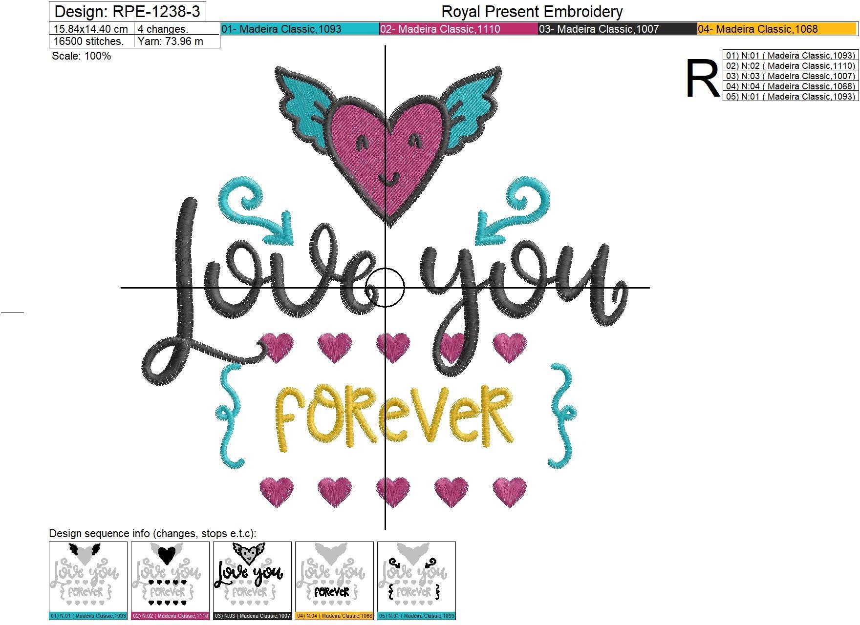 Machine Embroidery Design Love You Forever - 3 sizes | Royal Present ...