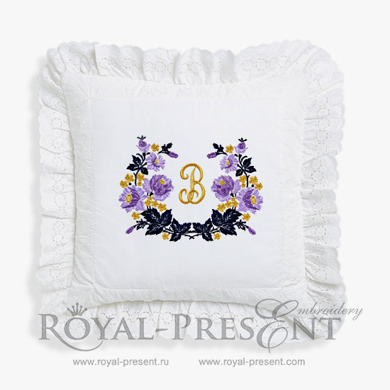 Machine Embroidery Design Purple Roses Monogram Frame - 2 sizes | Royal ...