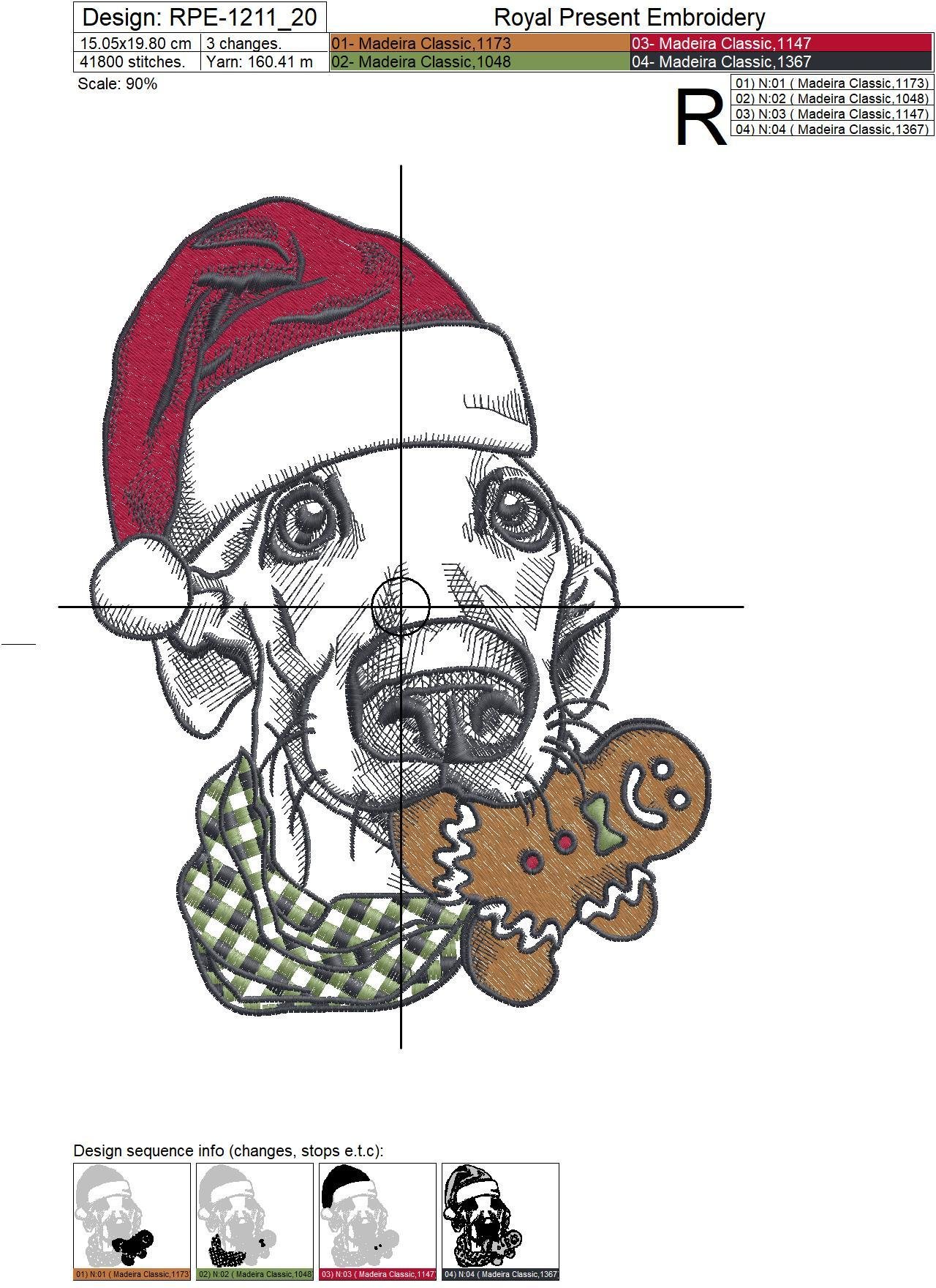 Machine Embroidery Design Christmas Dog - 2 sizes | Royal Present ...