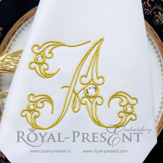 Free Machine Embroidery Design Vintage letter A | Royal Present Embroidery
