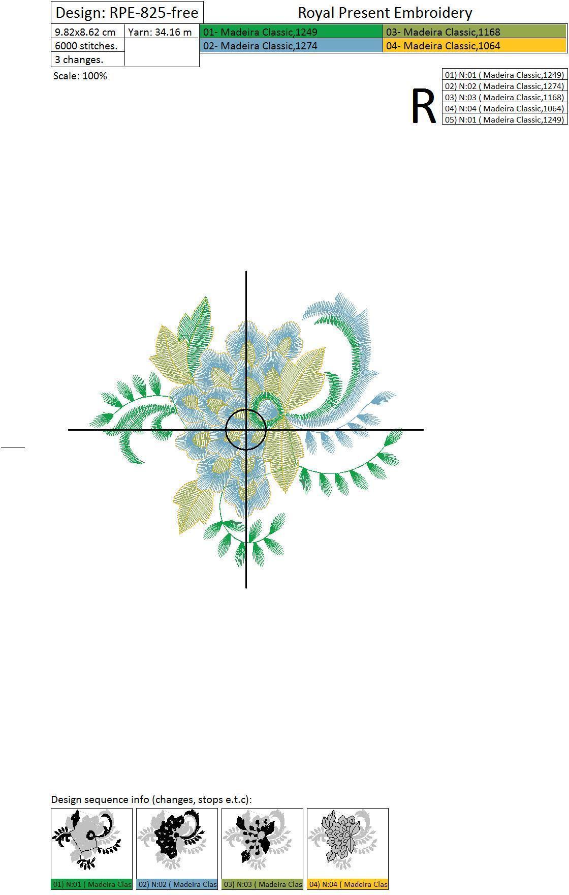 Free Machine Embroidery Design Emerald Flower | Royal Present Embroidery