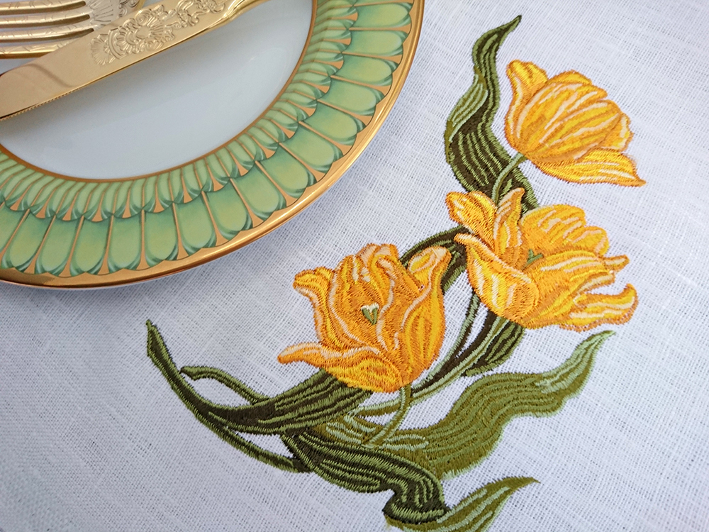 Yellow tulips Machine Embroidery Design | Royal Present Embroidery