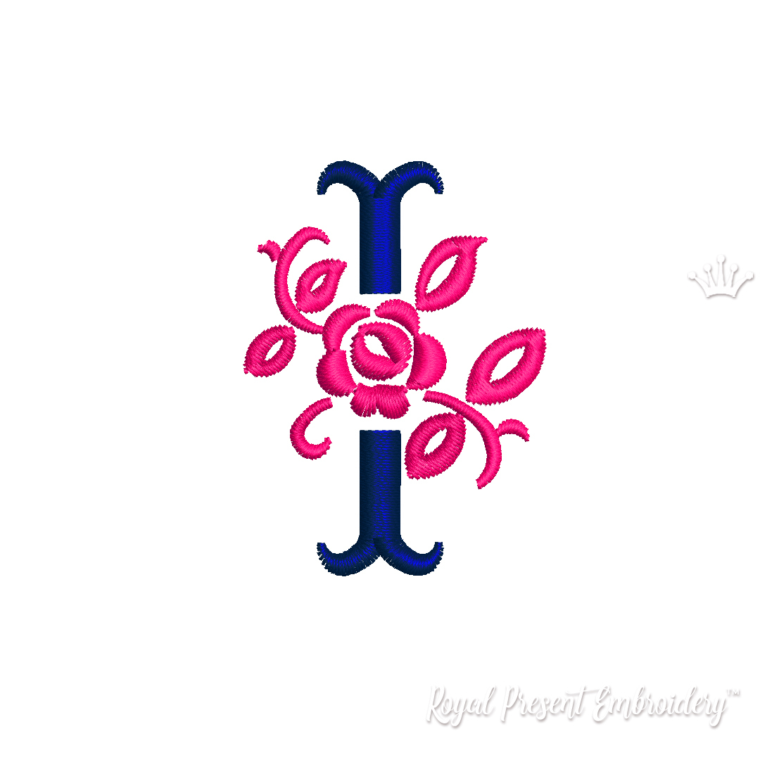 Floral Capital Letter I machine embroidery design - 3 sizes | Royal ...