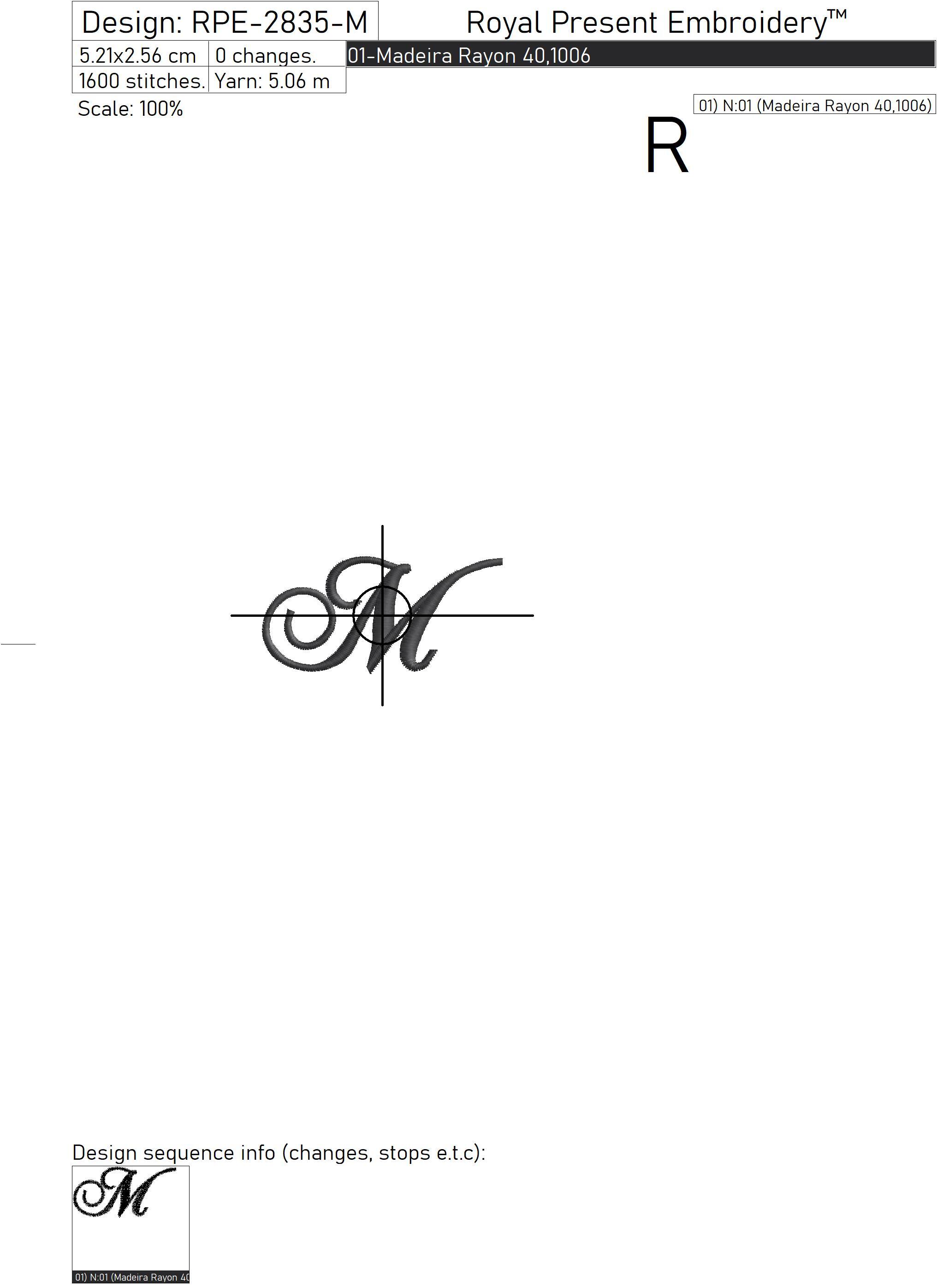 The letter M Machine embroidery designs | Royal Present Embroidery