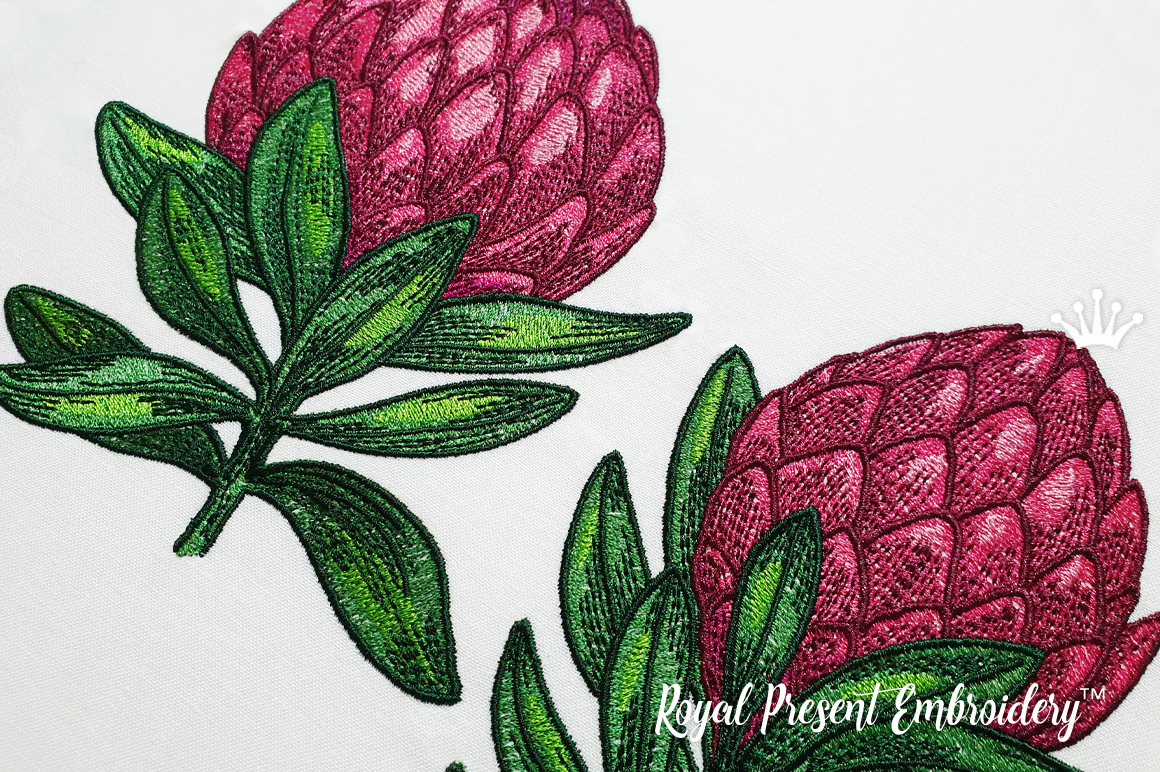 Protea Machine Embroidery Designs - 4 sizes | Royal Present Embroidery