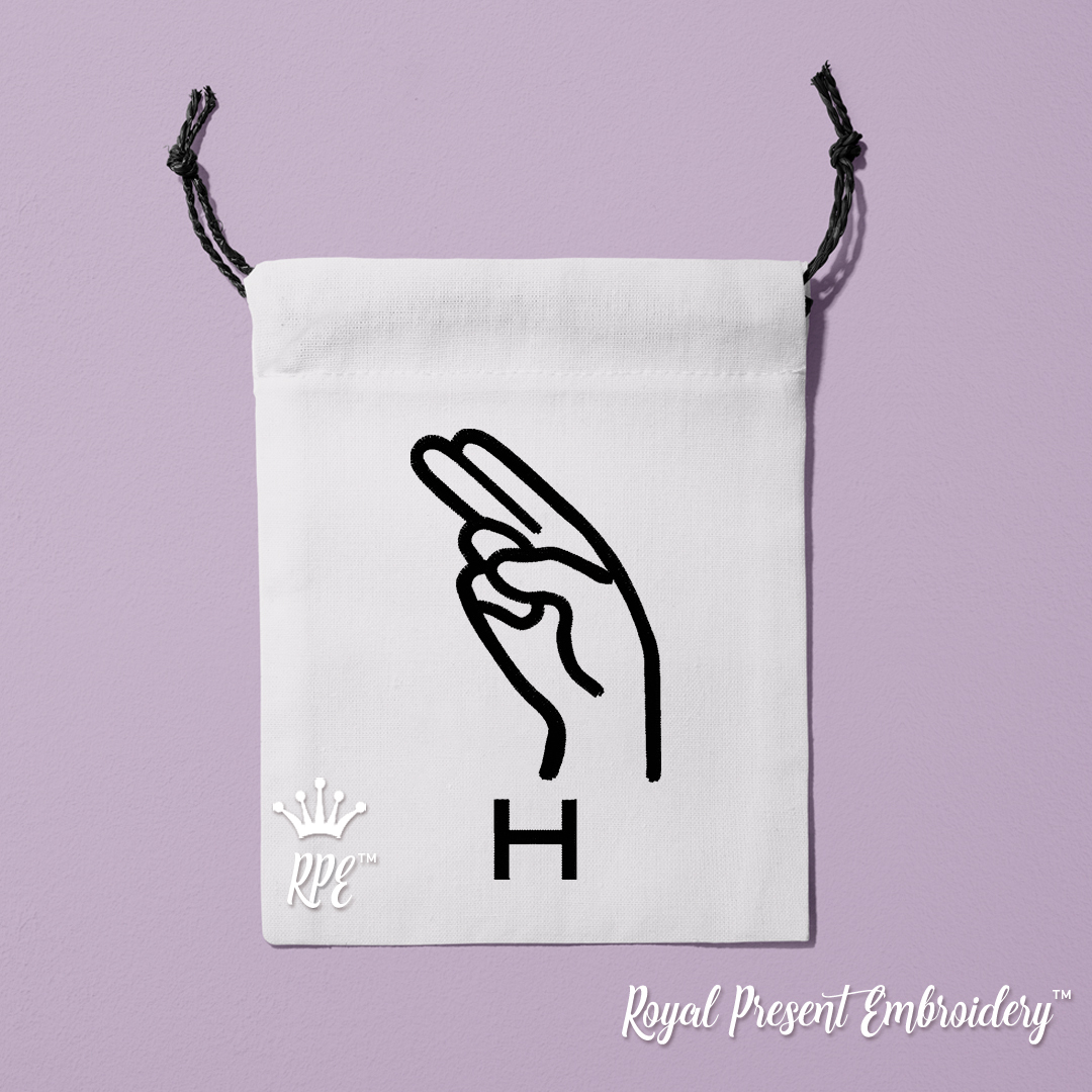 Sign Language letter H machine embroidery design - 3 sizes | Royal ...