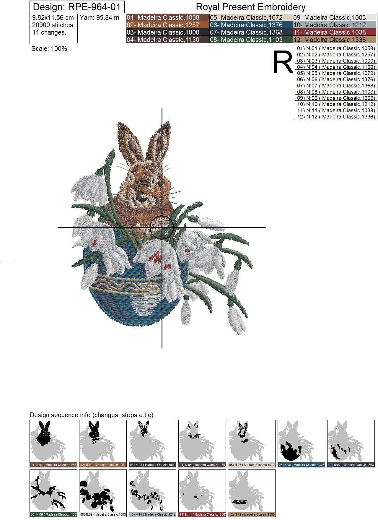 Machine Embroidery Design Easter Rabbit - 3 sizes | Royal Present ...