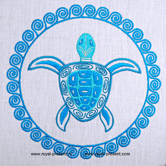Machine Embroidery Design Turtle - 2 sizes | Royal Present Embroidery
